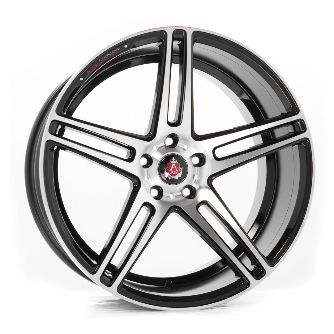 AXE EX12 18X8 35 BLANK BLACK AND POLISHED FACE – Wheels Below Retail