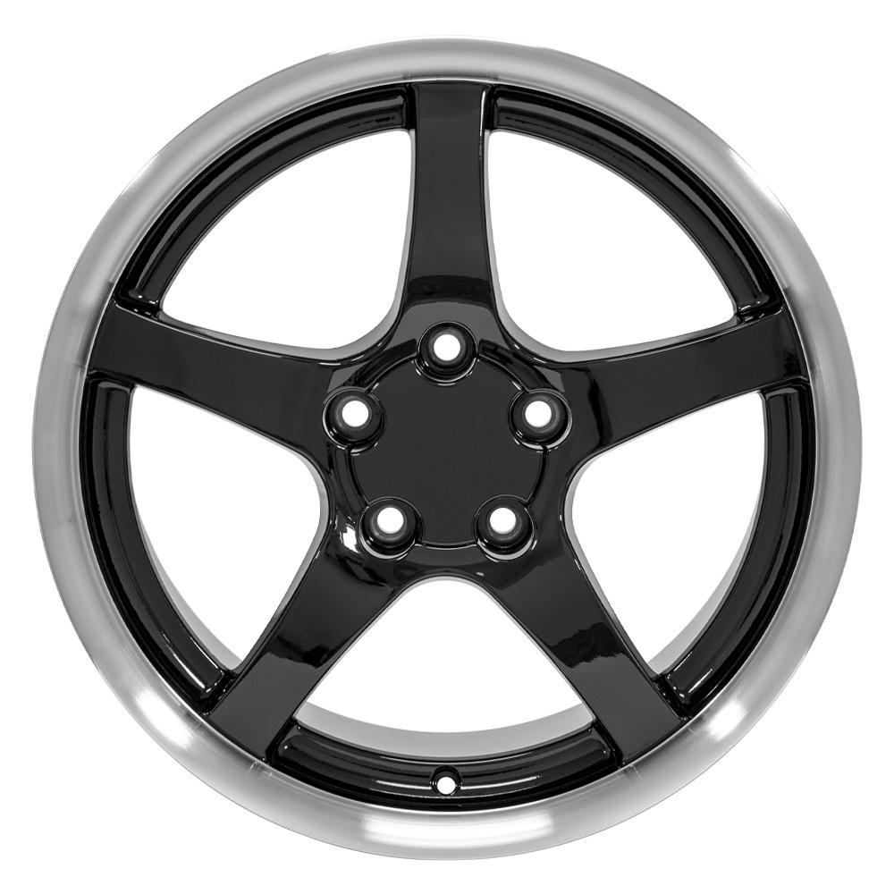18" Replica Wheel CV05 Fits Chevrolet Corvette C5 18x9.5 Deep Dish Bla ...