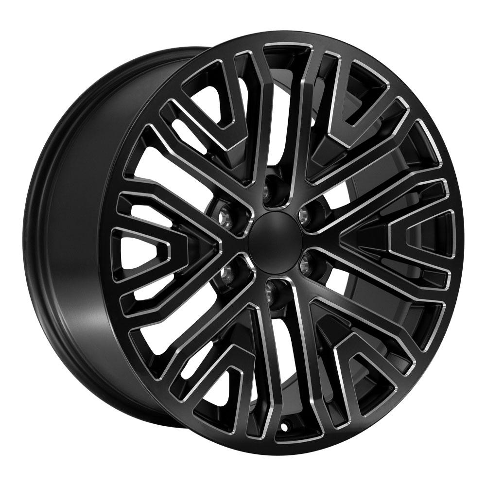 20" Replica Wheel CV37 Fits GMC Sierra 1500 20x9 Black with Milled Edg ...