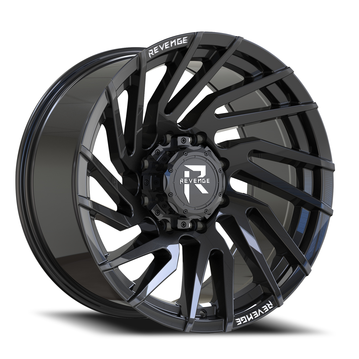 REVENGE OFFROAD RV207 20X9 0 8X180 GLOSS BLACK RIVETS – Wheels Below Retail