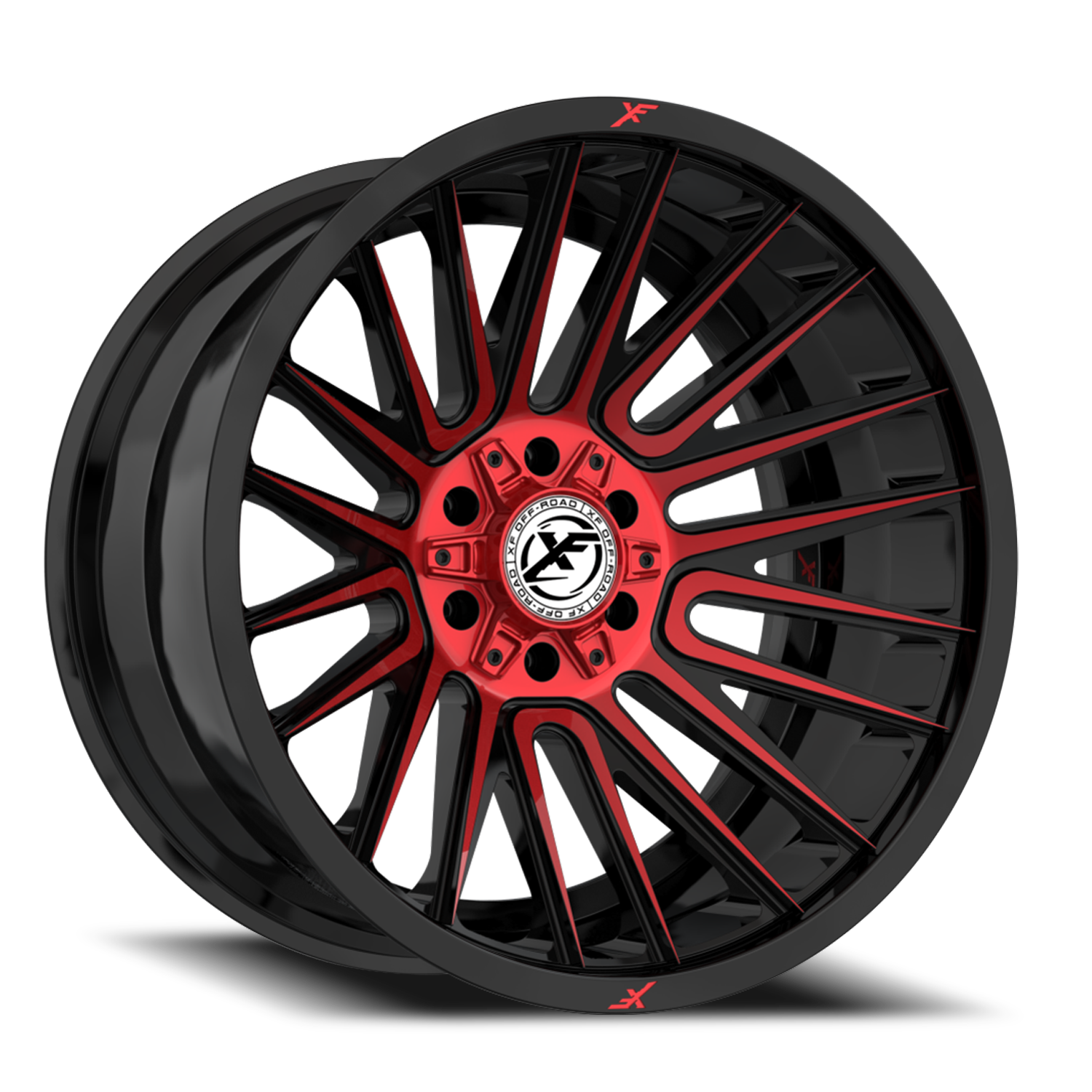 XF OFF-ROAD XF-234 20X9 12 5X127/5X139.7 GLOSS BLACK & RED MACHINED ...