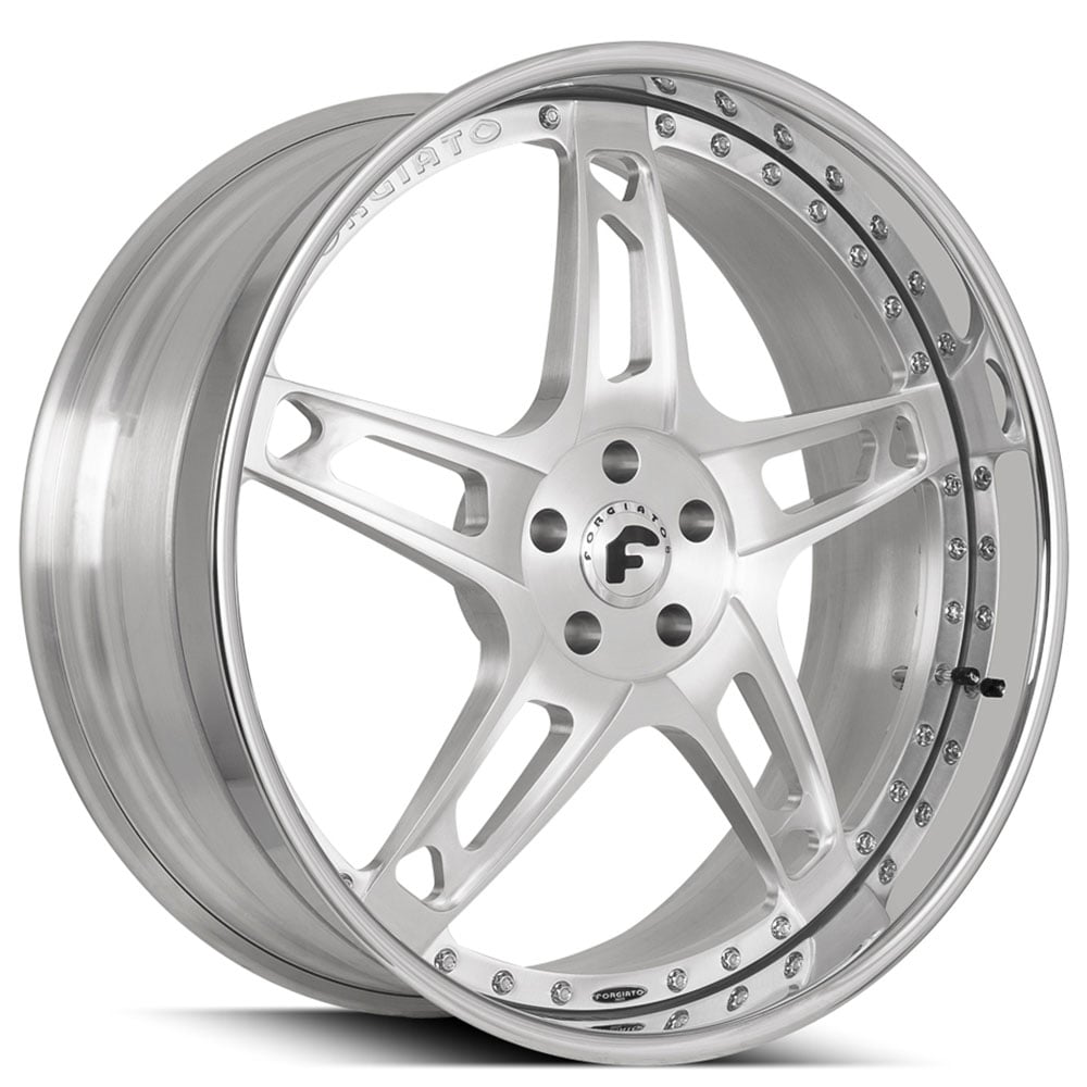 19" Forgiato Wheels Affilato Brushed Silver with Chrome Lip Forged Rim ...
