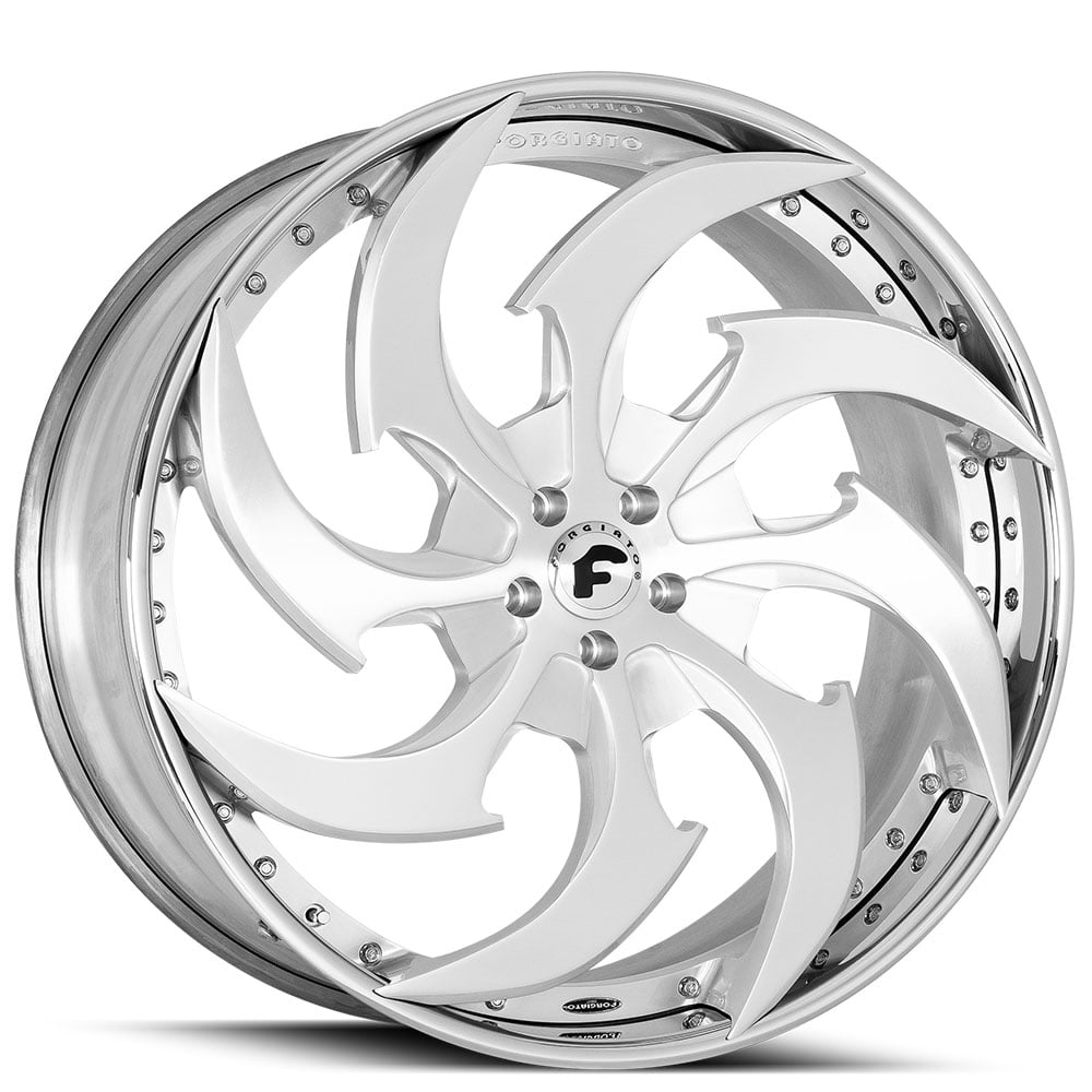 20" Staggered Forgiato Wheels Avviato-ECL Brushed Silver with Chrome L ...