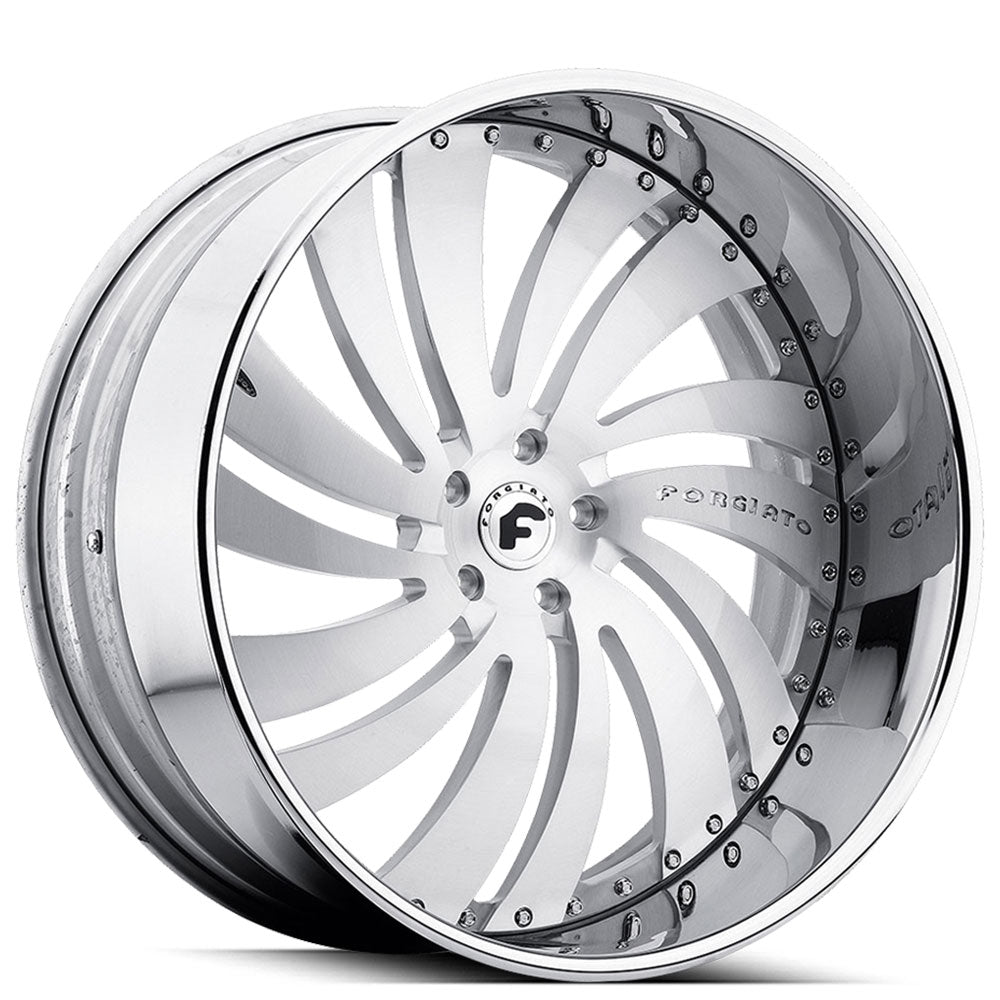 21" Forgiato Wheels Canale-L Brushed Silver with Chrome Lip Forged Rim ...