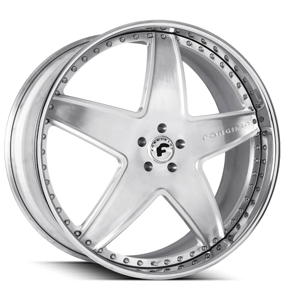 20" Forgiato Wheels Classico Brushed Silver with Chrome Lip Forged Rim ...
