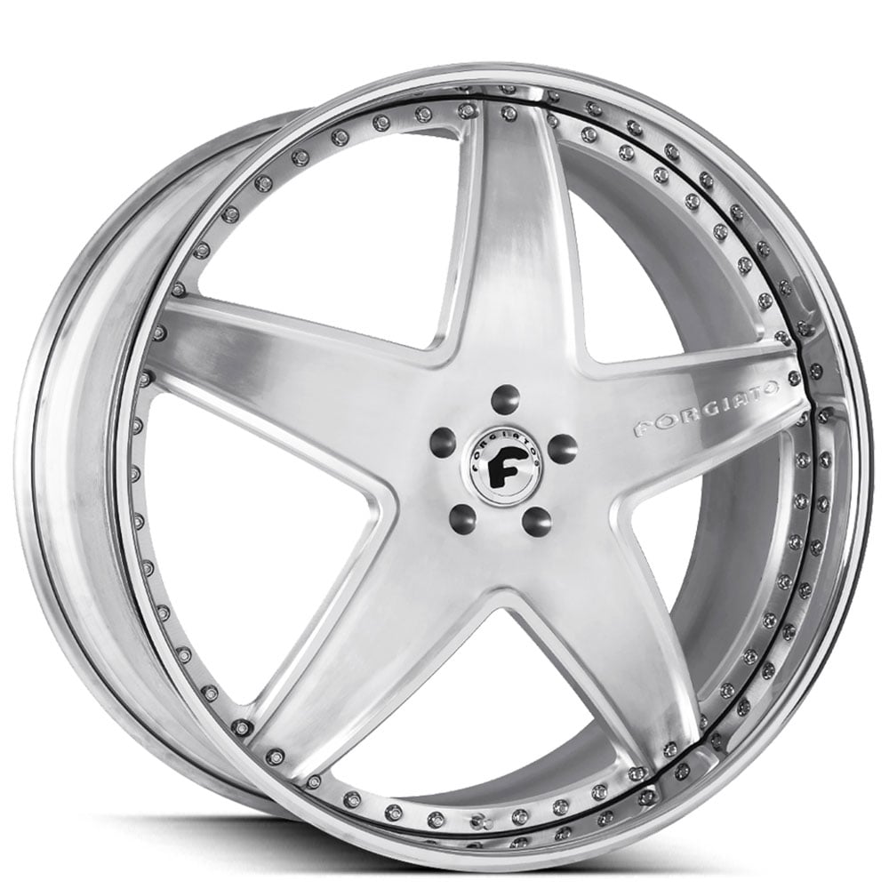 21" Staggered Forgiato Wheels Classico Brushed Silver with Chrome Lip ...