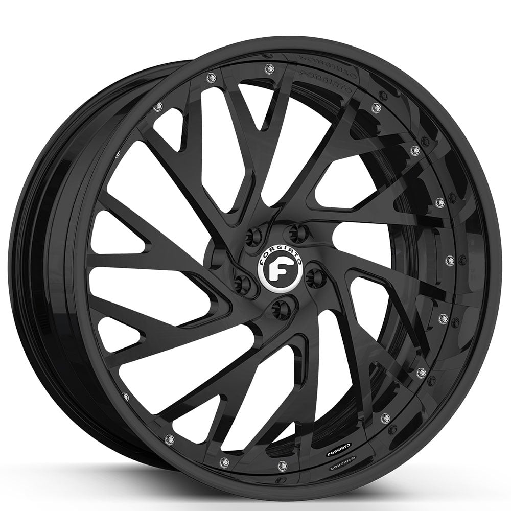 24" Staggered Forgiato Wheels Concentrati-FF Gloss Black Forged Rims ...