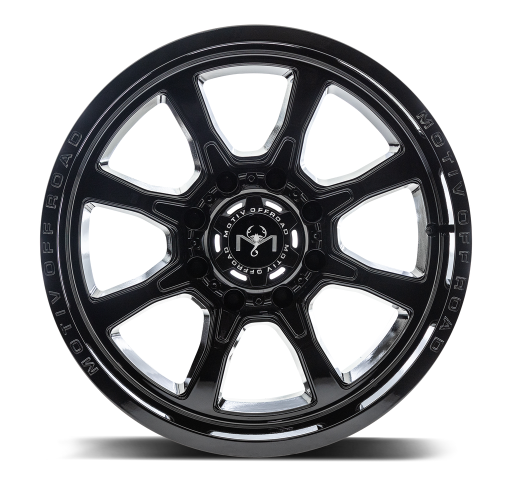 Motiv Off Road GLOCK 20X10 -12 8X180 Gloss Black with Lip Logo | Wheels ...