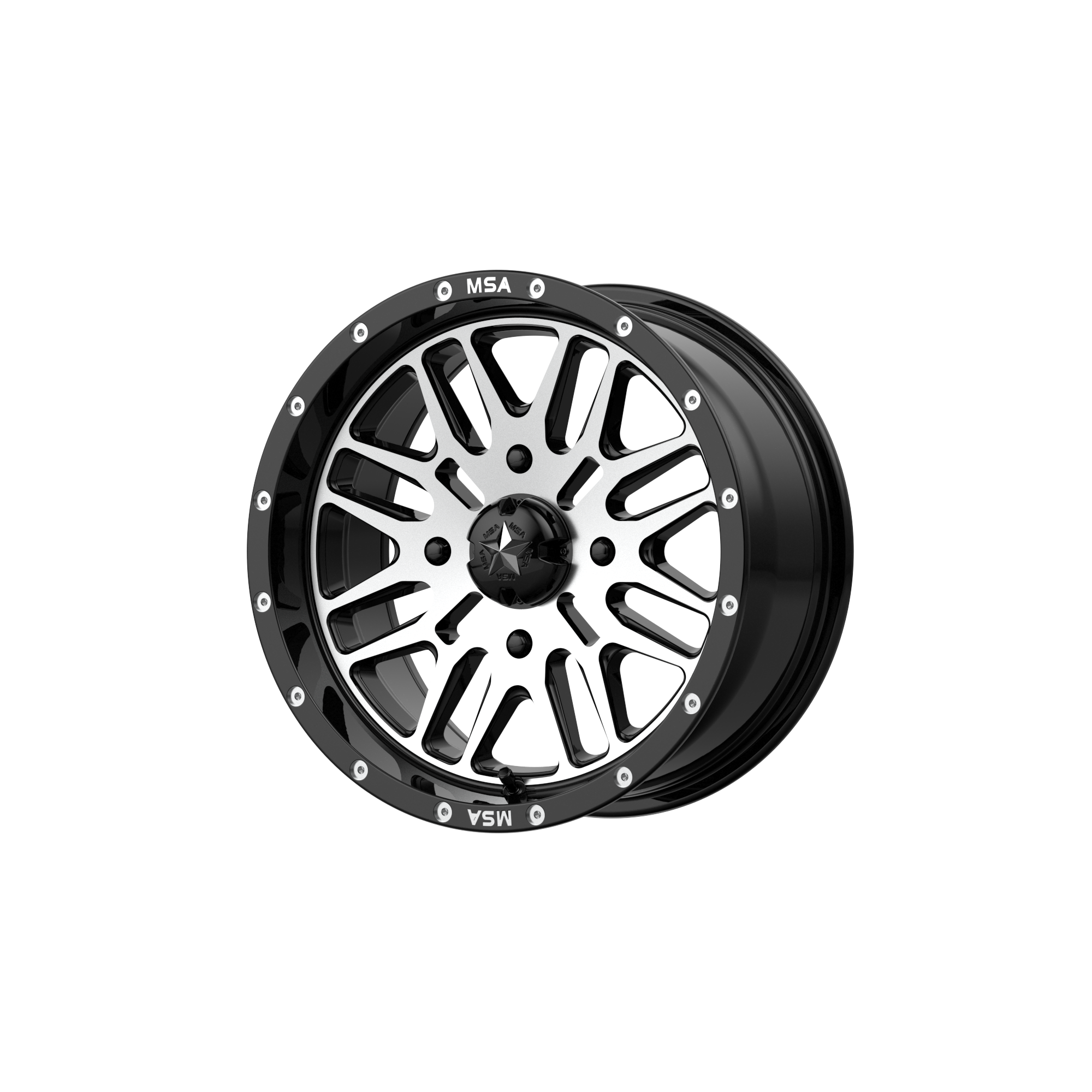 MSA Offroad Wheels M38 BRUTE 15x7 10 4x137/4x137 Gloss Black Machined ...
